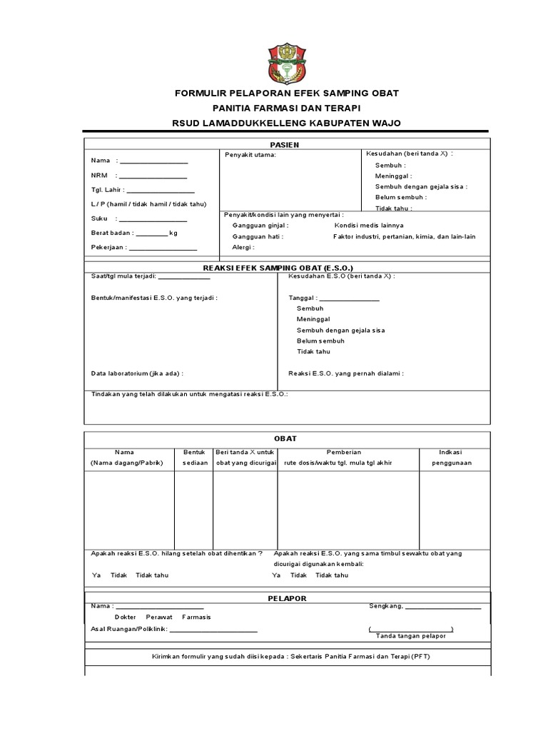 Formulir Monitoring Penggunaan Obat (MESO) Eksternal | PDF