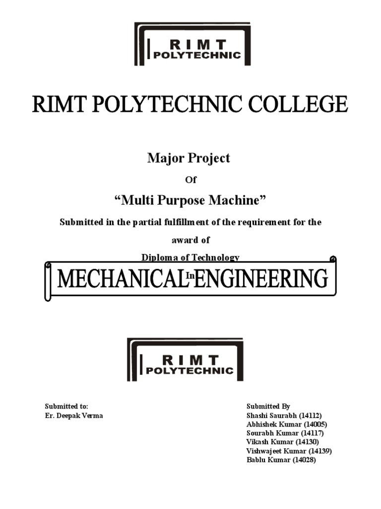 Major Project "Multi Purpose Machine" | PDF