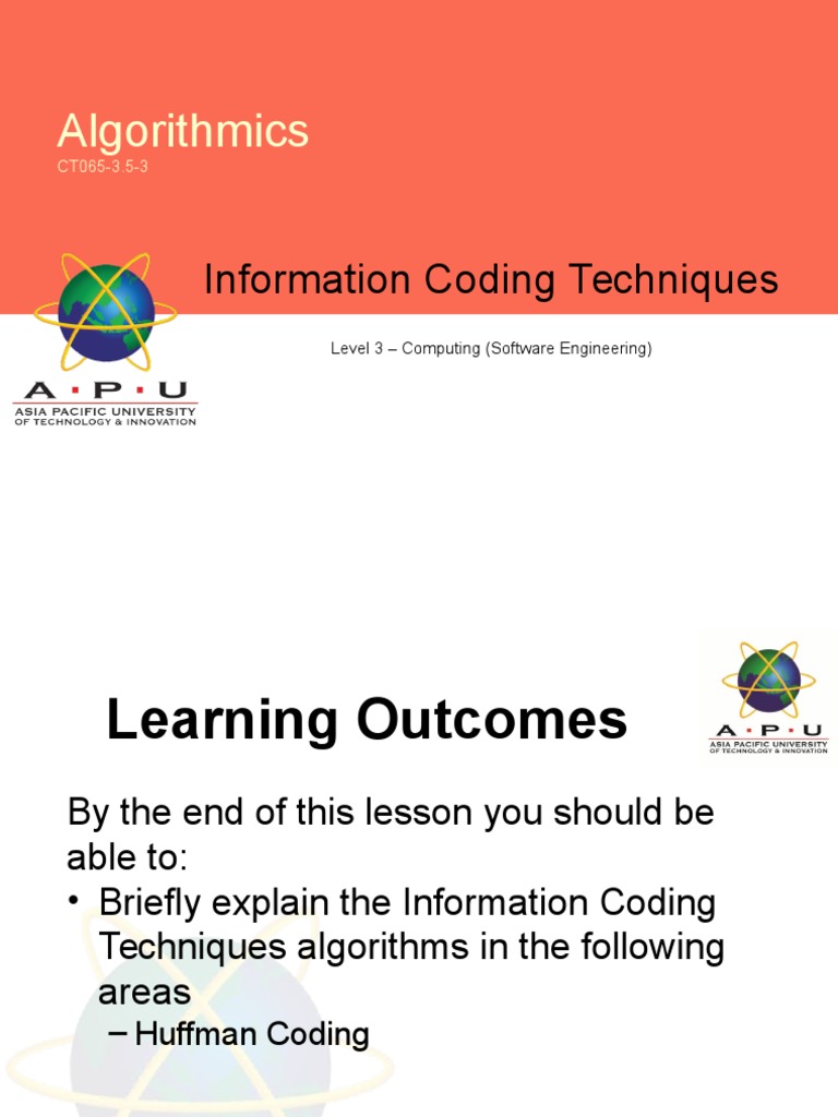 Algorithmics: Information Coding Techniques | PDF | Data Compression | Code