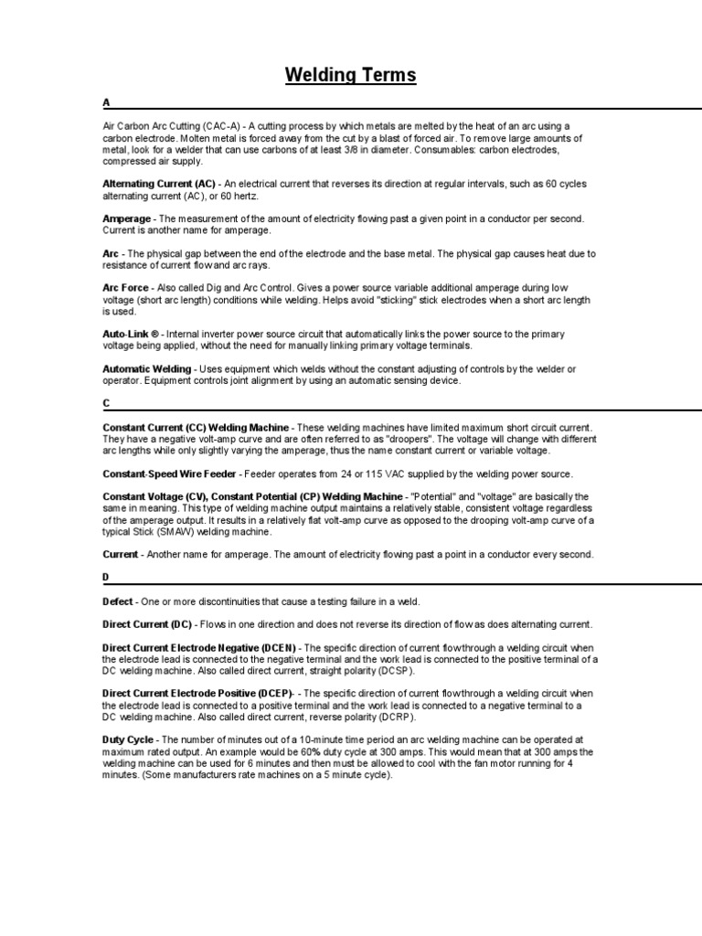 Welding Terms PDF | PDF