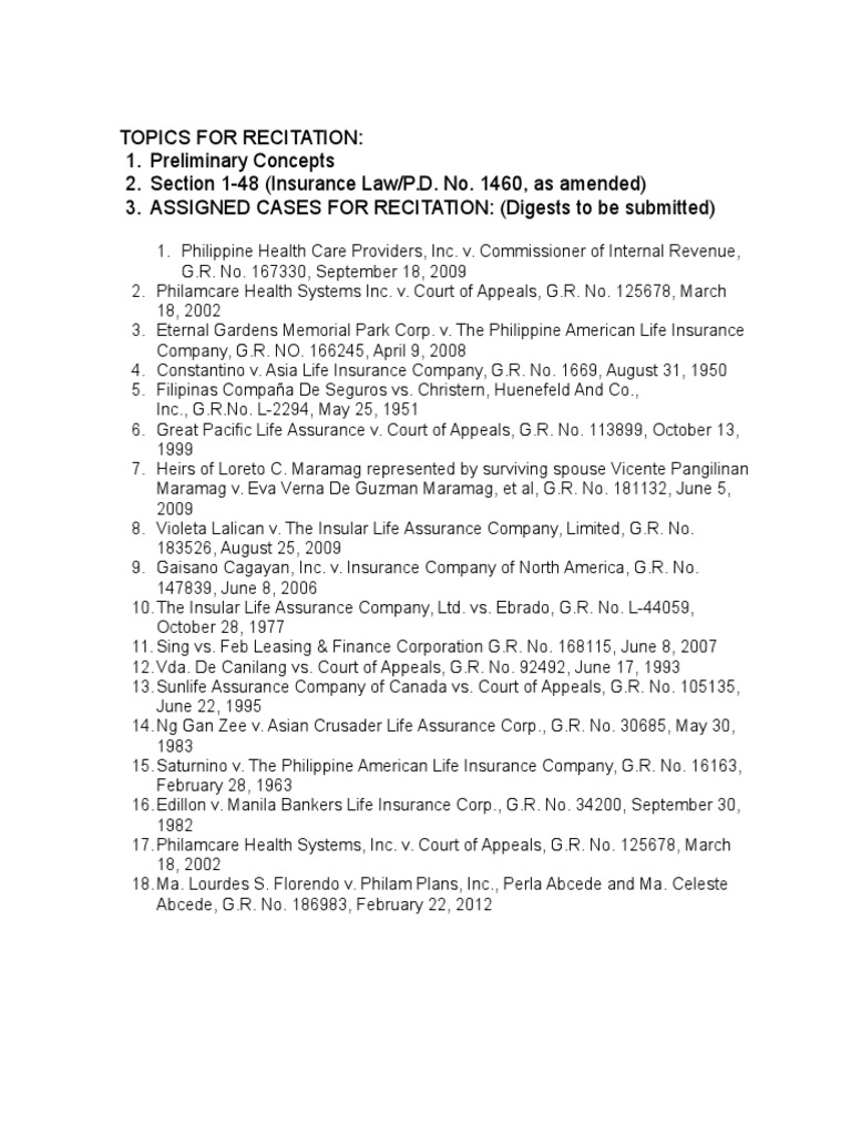 Insurance Law Assignments | PDF