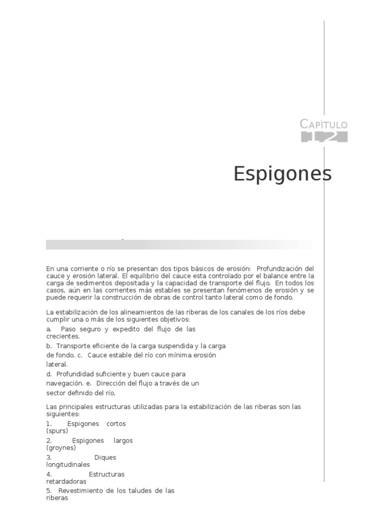 Espigones: Diseño y Estructuras Fluviales | PDF | Río | Fundación ...