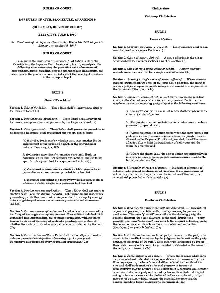 Civil Procedure Rules Summary | PDF | Pleading | Lawsuit