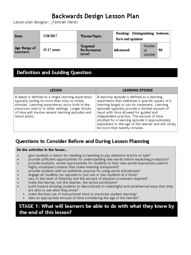 Startalk Fatimah Lesson Plan Template-3 Hamzi Fatimah | PDF | Lesson Plan | Vocabulary