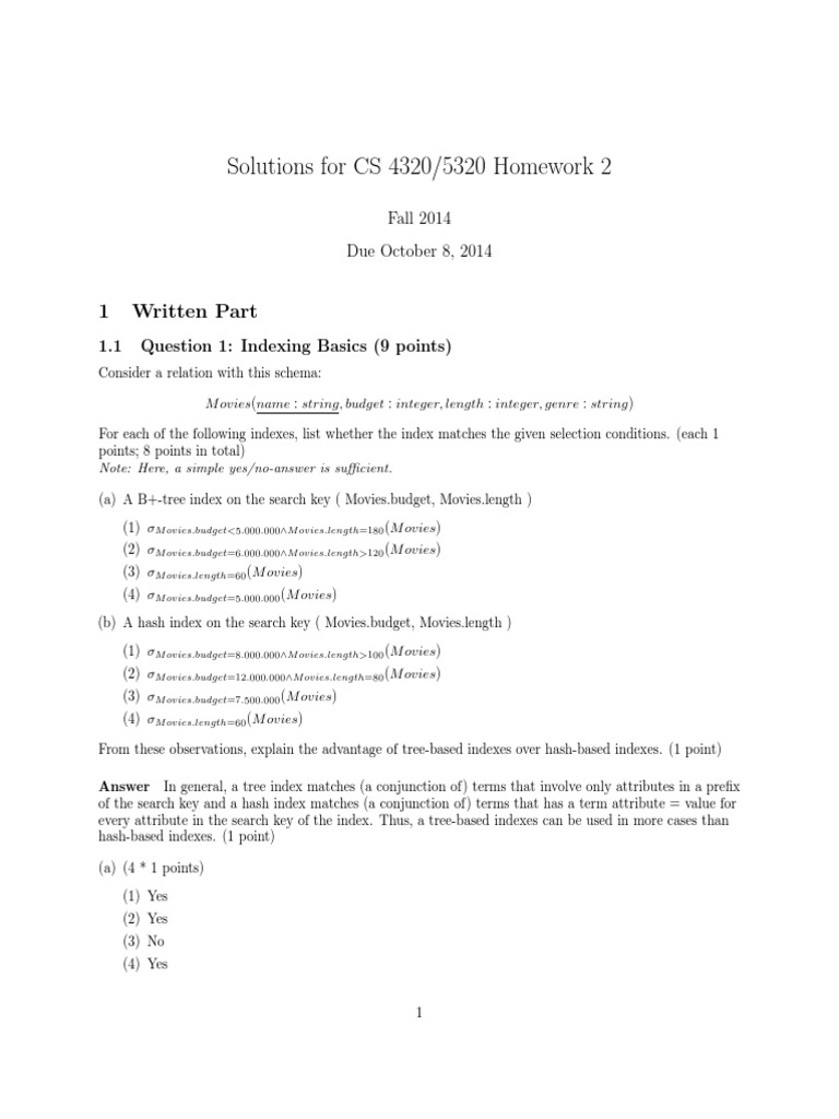 Homework 2 Solution Pdf Database Index Algorithms And Data Structures 0306