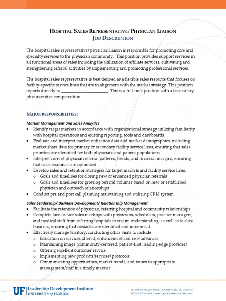 Hospital Sales Representative Overview | PDF | Strategic Management ...