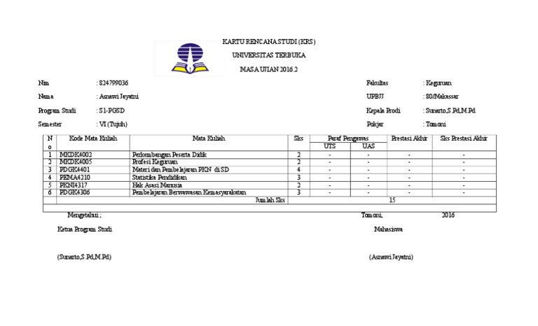 Kartu Rencana Studi | PDF