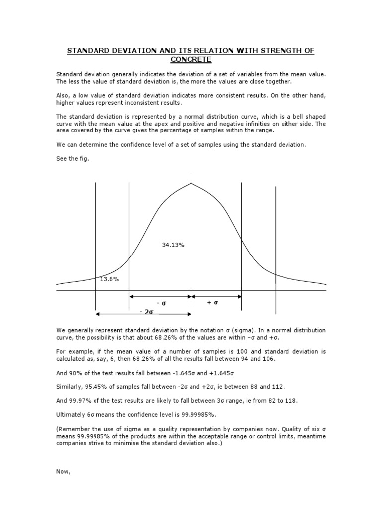 Standard Deviation Concrete | PDF | Standard Deviation | Confidence ...