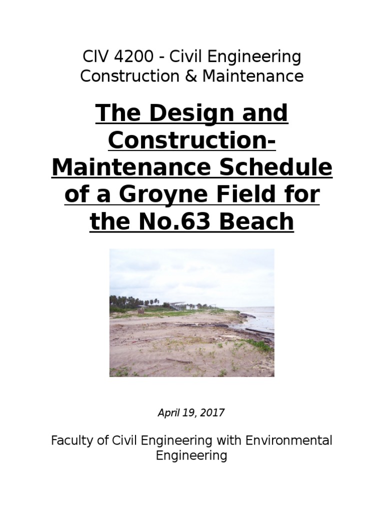 Groyne Field Design For No. 63 Beach | PDF | Beach | Tide