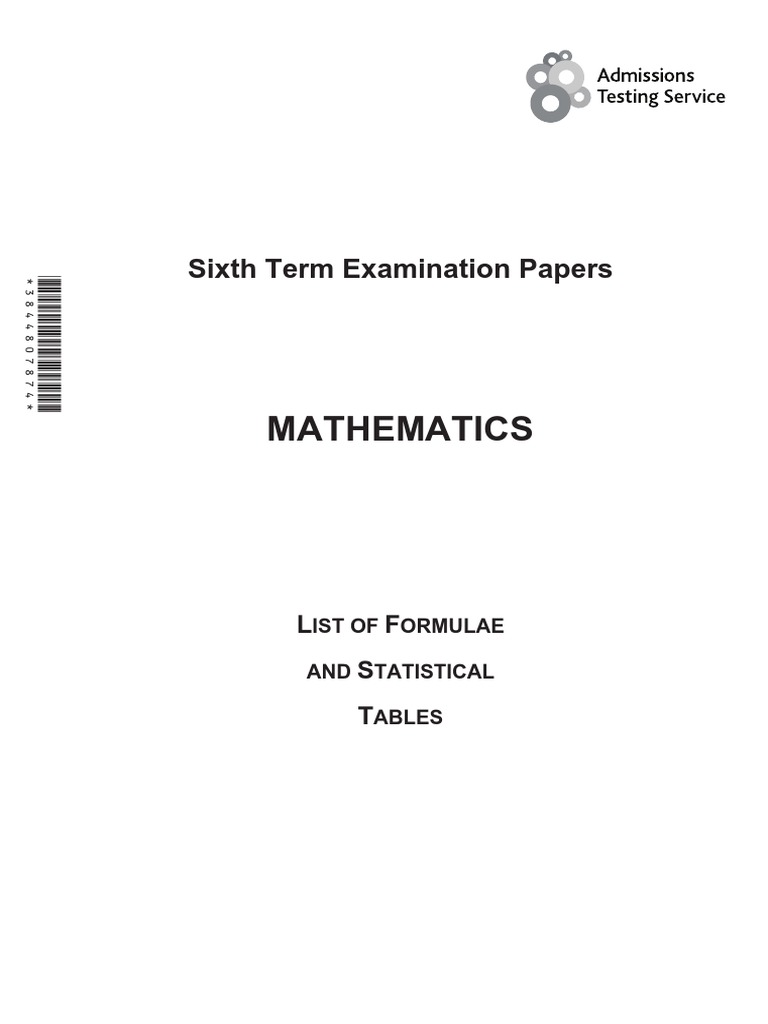 Step Formula Booklet PDF | PDF | Covariance | Variance