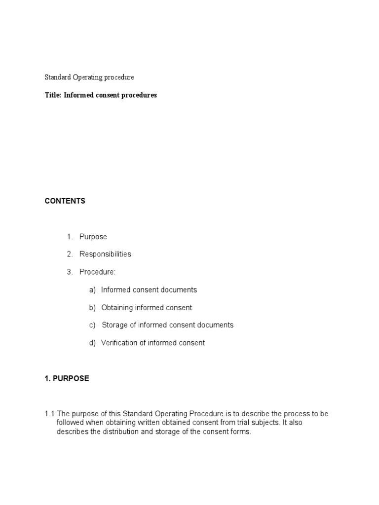 Sop Informed Consent | PDF | Informed Consent | Institutional Review Board