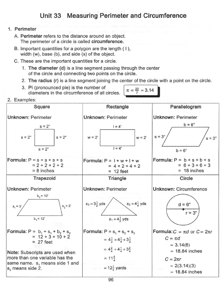 Measure perimeter and circumference with formulas | PDF | Circle ...
