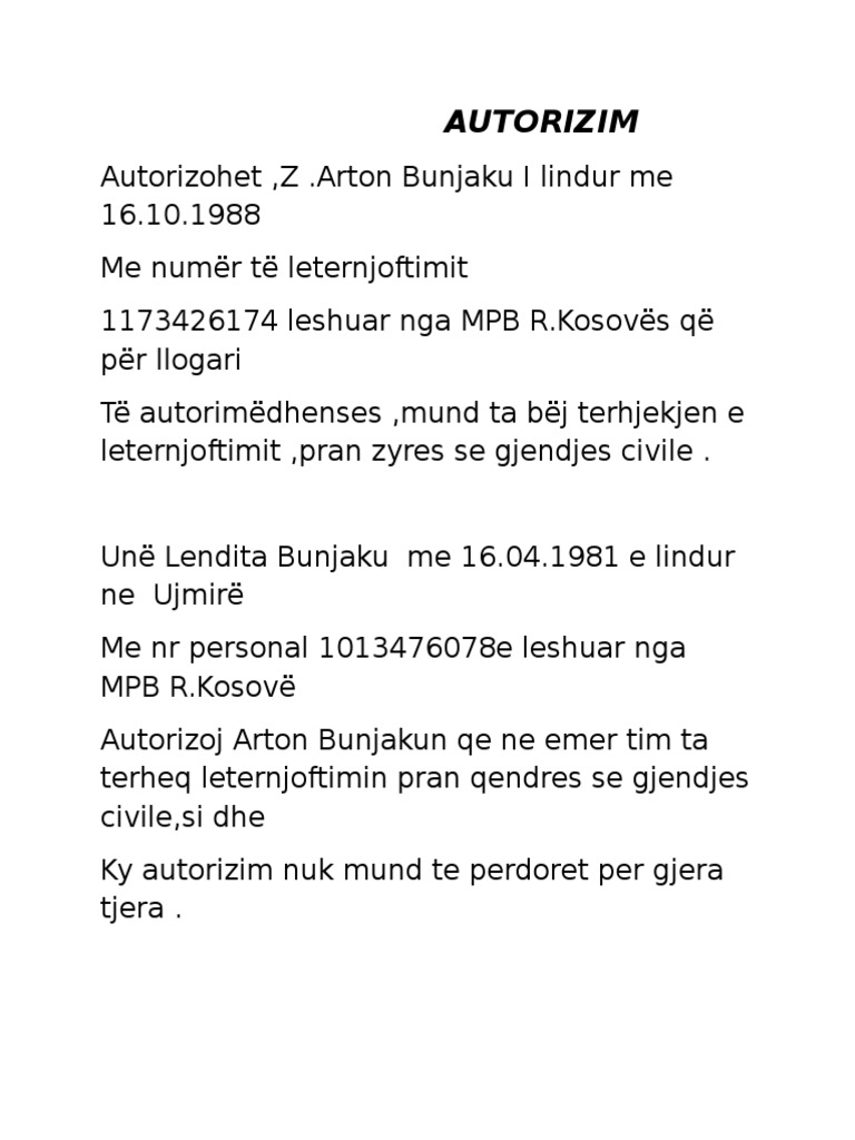 Autorizim 11111 | PDF