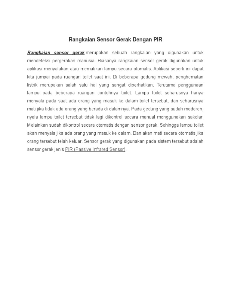 Rangkaian Sensor Gerak Dengan PIR | PDF | Sains & Matematika | Komputer