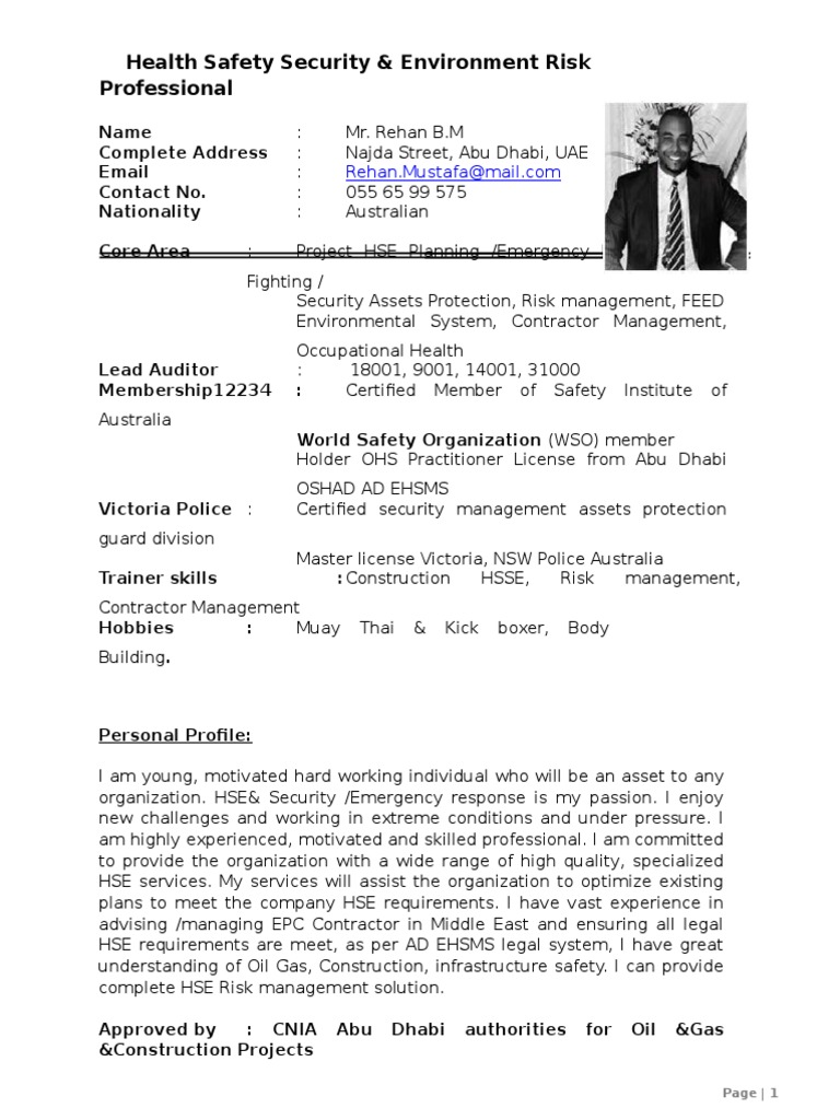 HSE Resume | PDF | Occupational Safety And Health | General Contractor