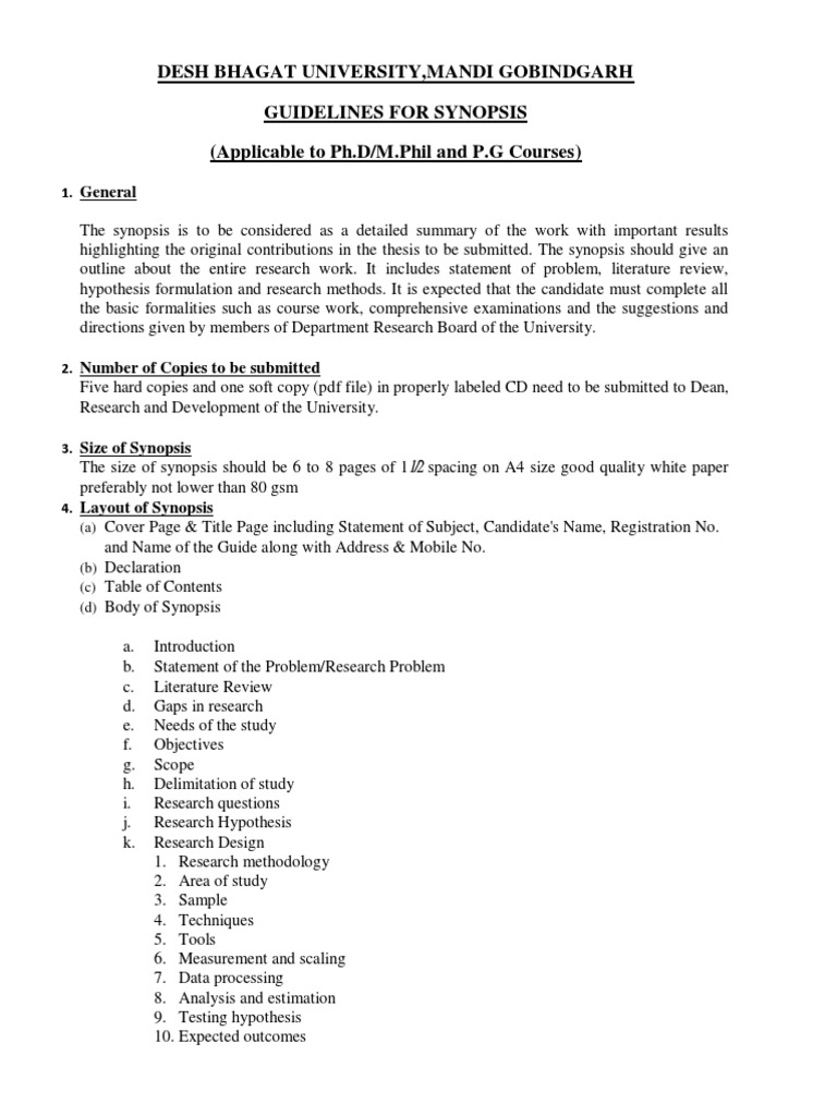 Guidelines For Synopsis Preparation | PDF | Hypothesis | Science