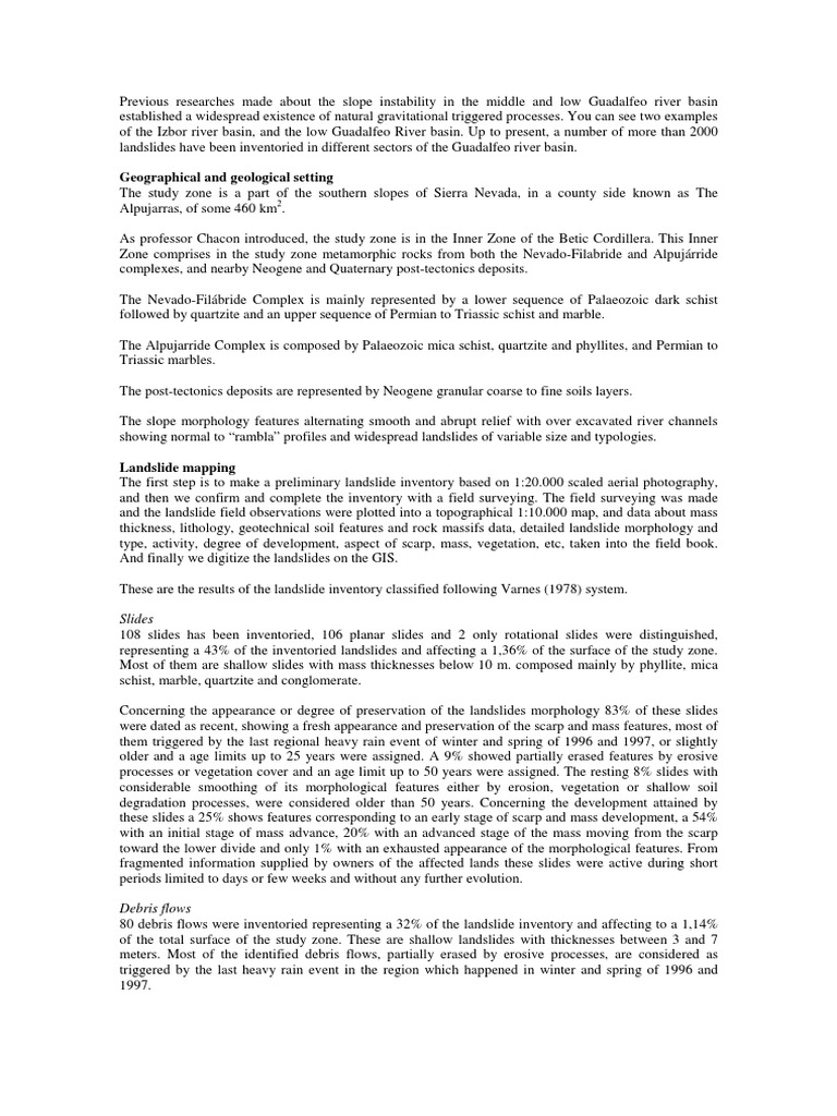 Geographical and Geological Setting: Slides | PDF | Landslide | Rock ...