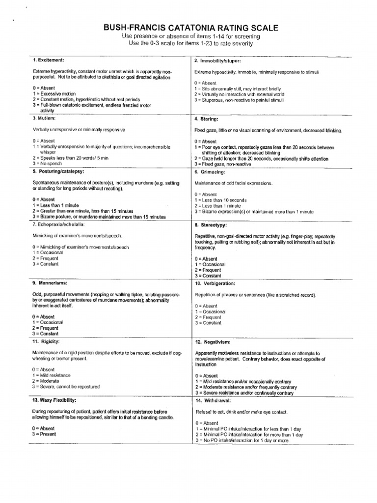 Bush Francis Catatonia Scale PDF | PDF