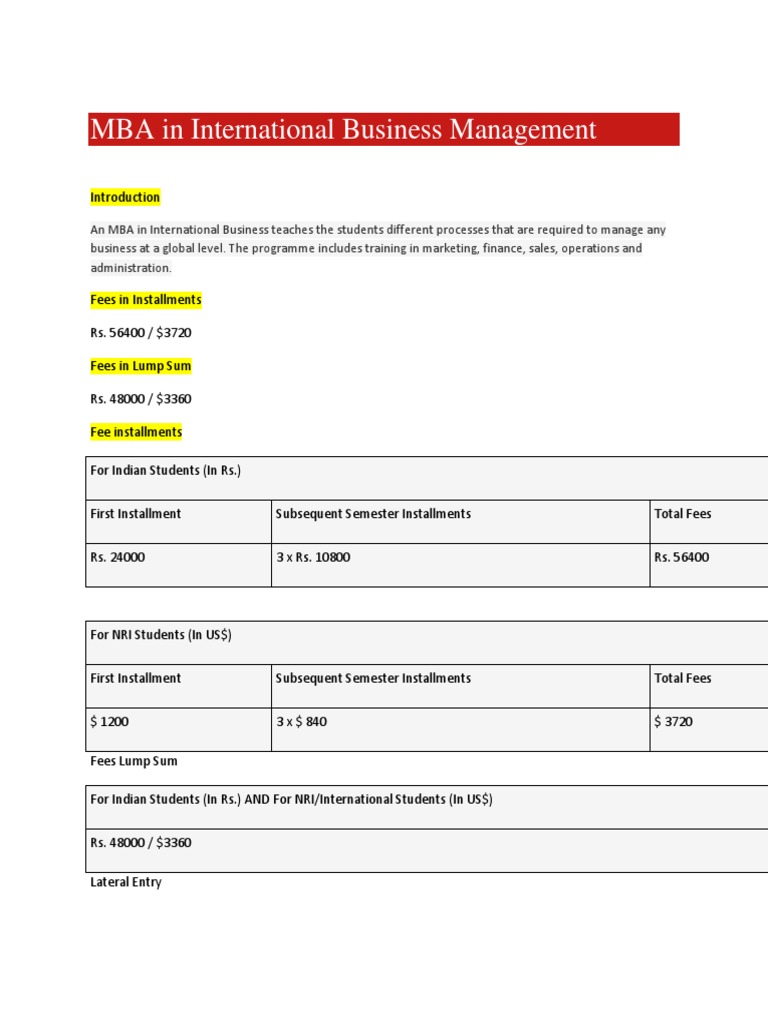 International Business Management | PDF | Master Of Business ...