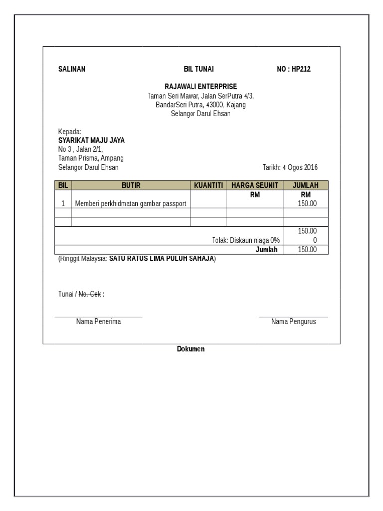 Bil Tunai Salinan | PDF