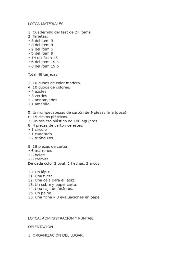 Bateria de Lotca | PDF