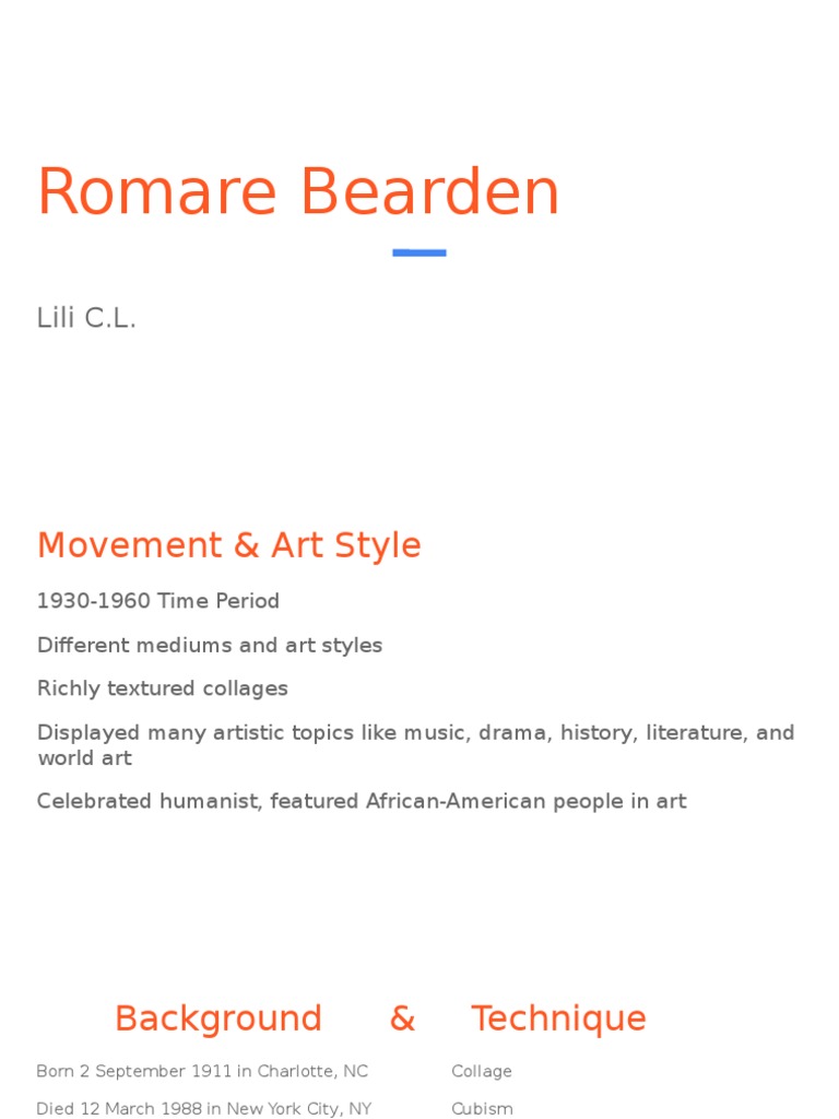Romare Bearden: Art and Techniques | PDF | Art