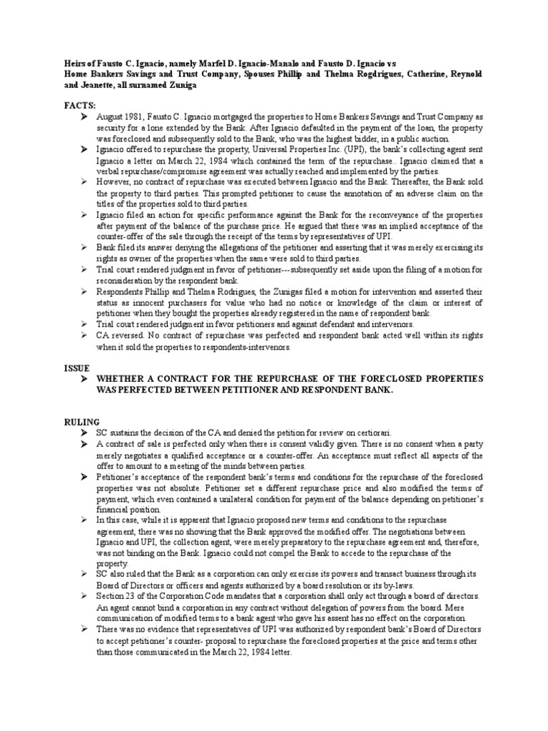 Real Estate Repurchase Dispute | PDF | Offer And Acceptance | Foreclosure
