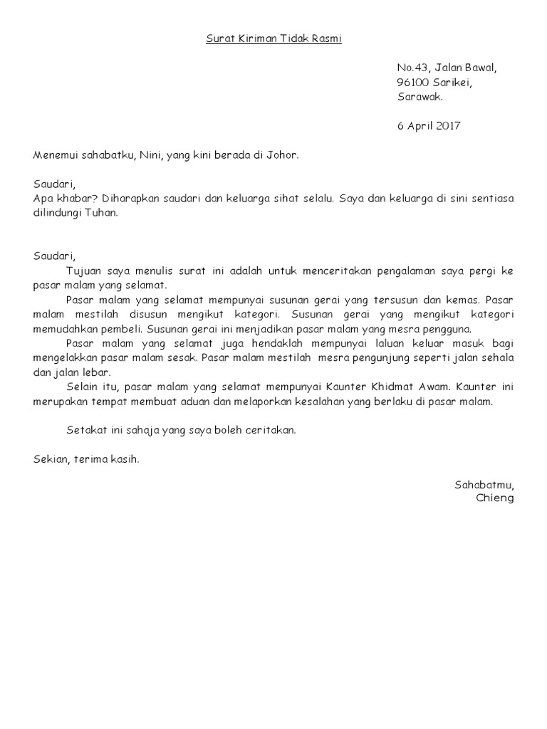 Surat Kiriman Tidak Rasmi | PDF