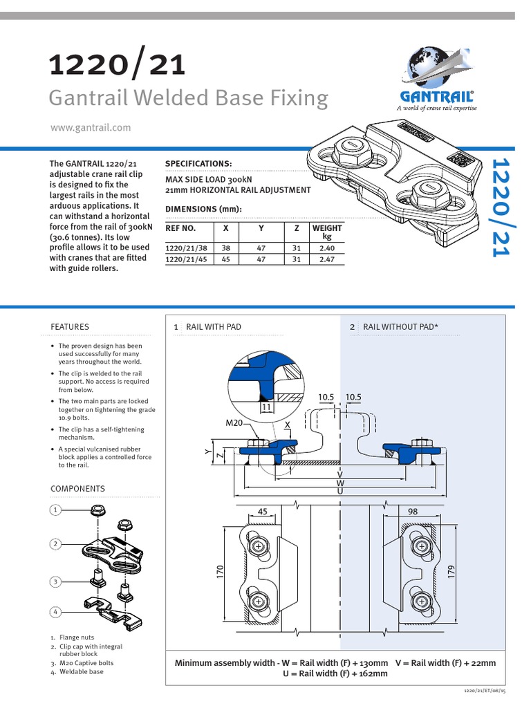 Gantrail 1220/21 Crane Rail Clip Specs | PDF | Track (Rail Transport ...