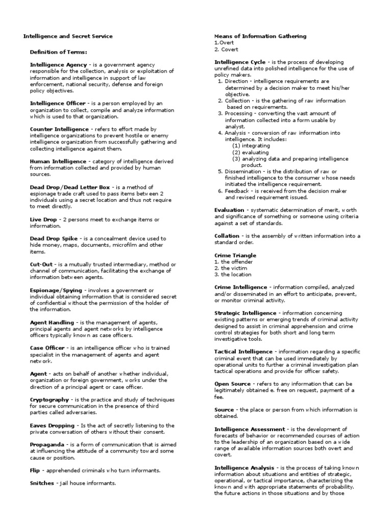 Intelligence and Secret Service | PDF | Counterintelligence | Espionage