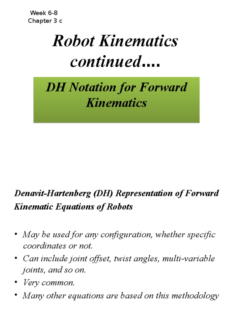 Chapter 3 C DH Representation For Robotic Manipulators | PDF ...