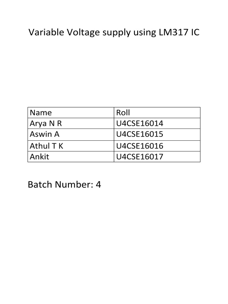 Variable Voltage Supply Using LM317 IC | PDF | Resistor | Voltage