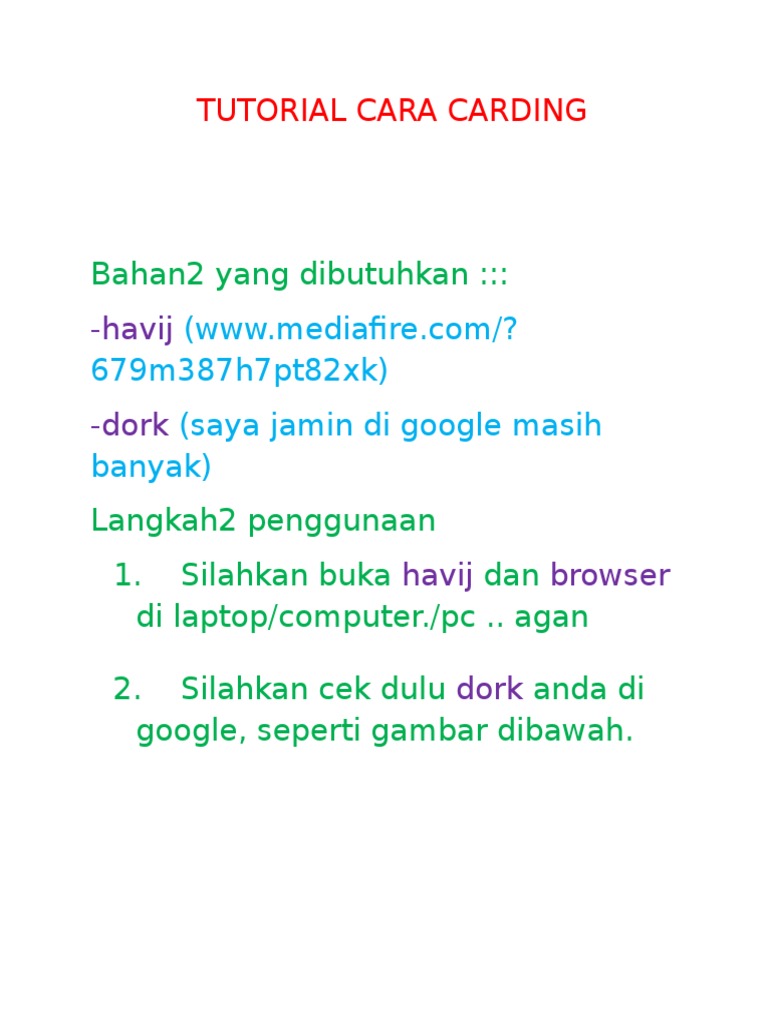 Tutorial Cara Carding | PDF