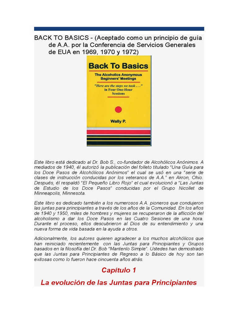 BACK To BASICS Libro de A.A. Dedicado Al Dr. Bob | PDF | alcoholicos ...