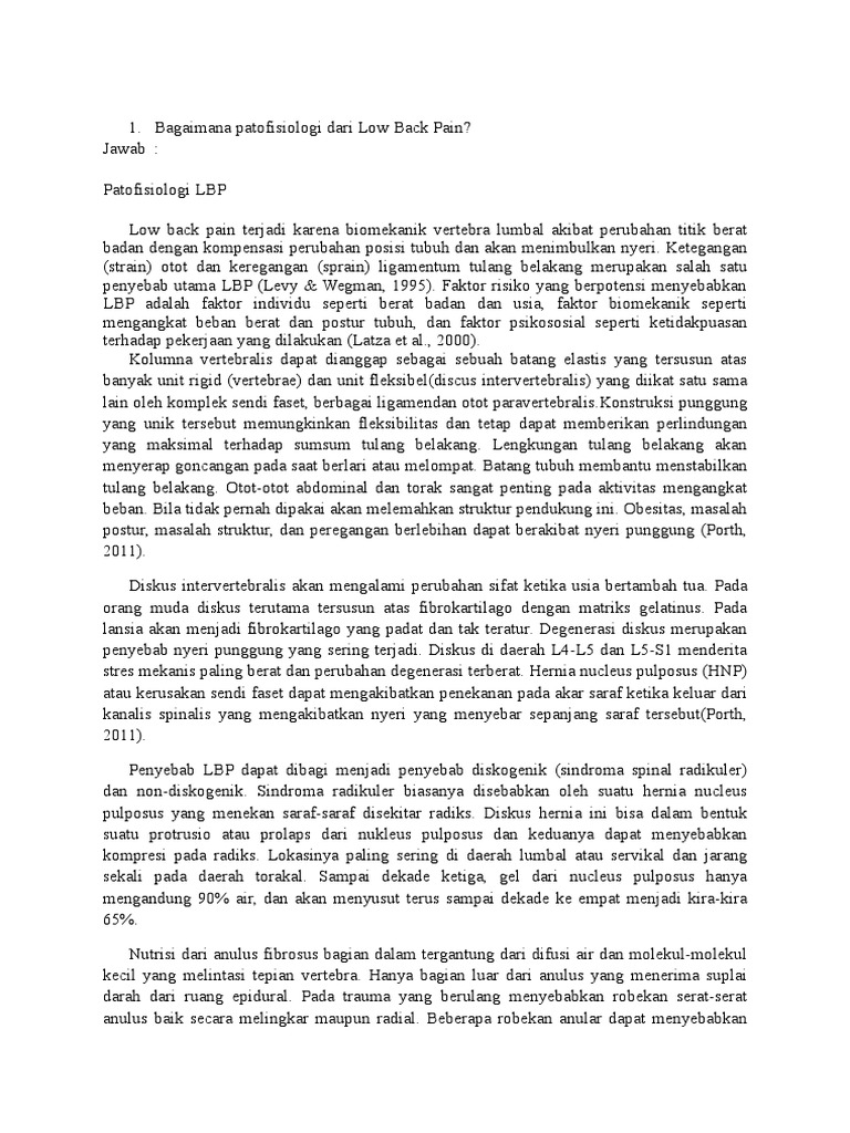 Patofisiologi Nyeri Punggung Bawah | PDF