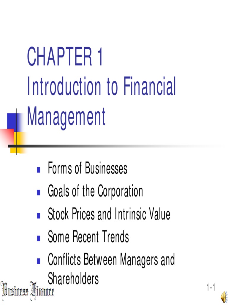 Chapter1 Introduction to Business Finance Presentation | Stocks ...