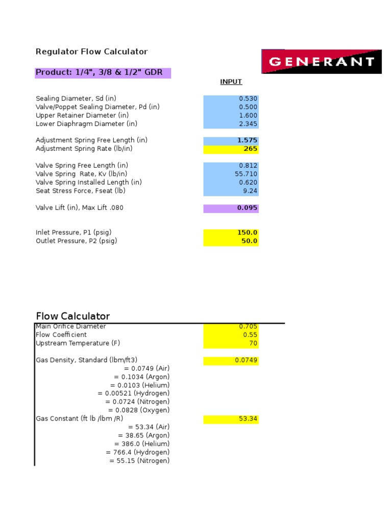 Flow Calculator | PDF | Gases | Flow Measurement