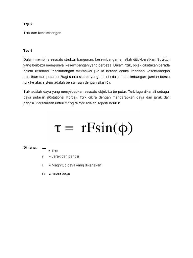 Lab Report TORQUE | PDF