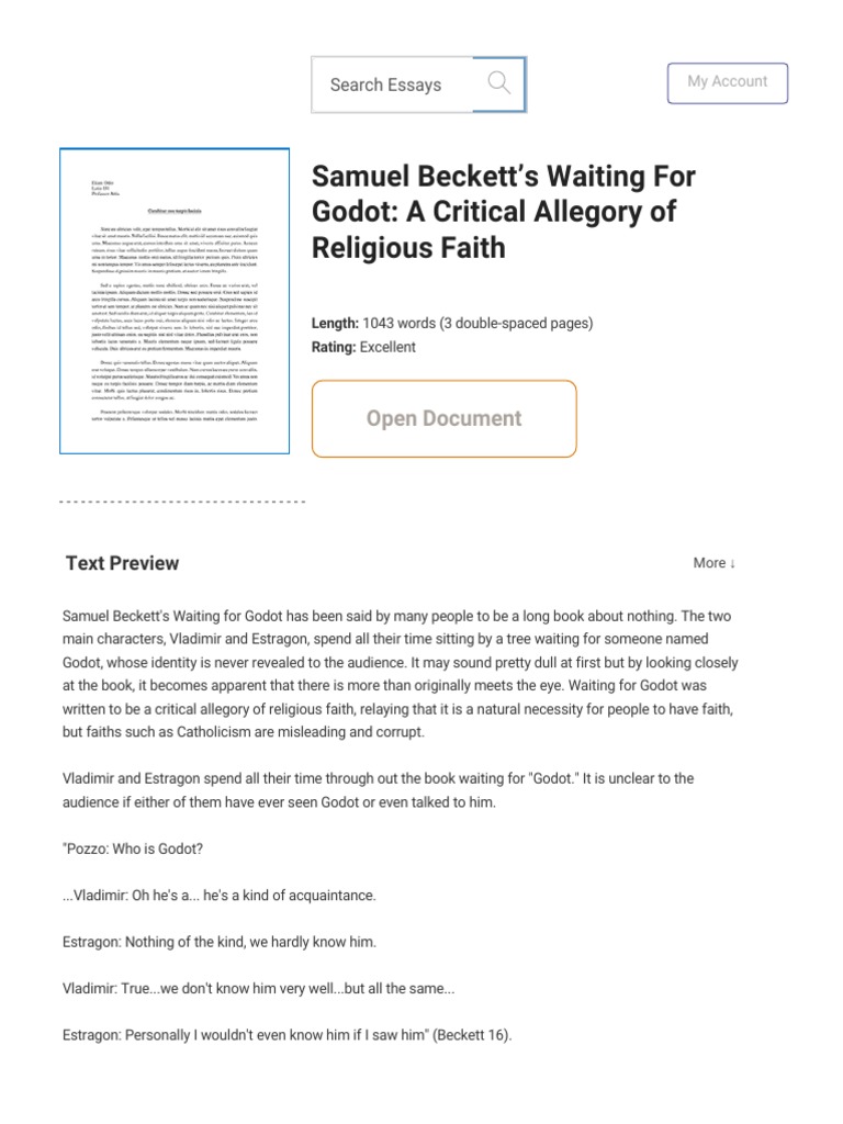 Samuel Beckett's Waiting For Godot: A Critical Allegory of Religious ...
