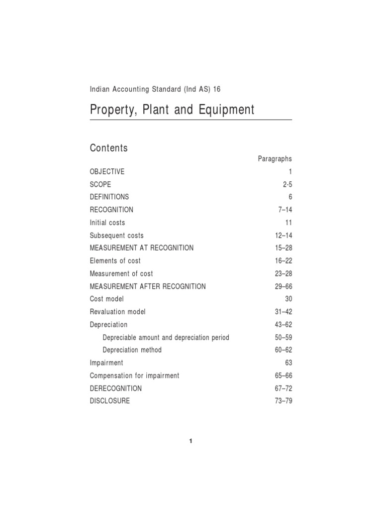 Property, Plant and Equipment: Indian Accounting Standard (Ind AS) 16 | PDF