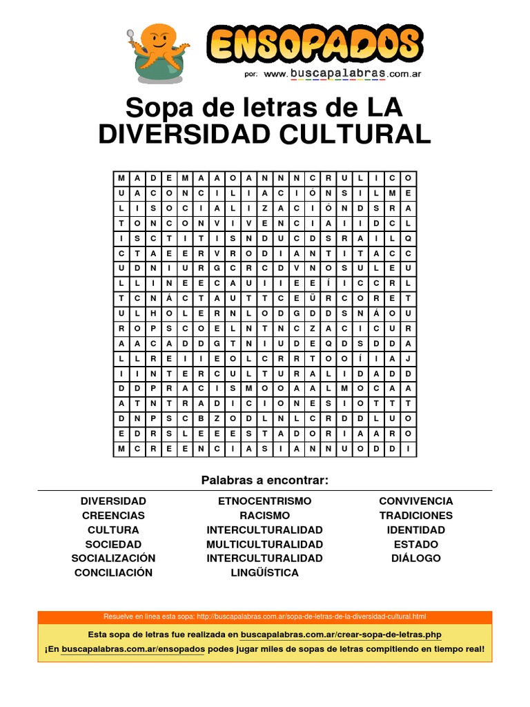 Sopa de Letras de La Diversidad Cultural