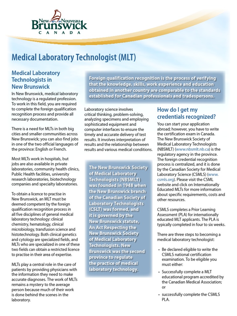 Medical Laboratory Technologist (MLT) | PDF | Medical Laboratory ...