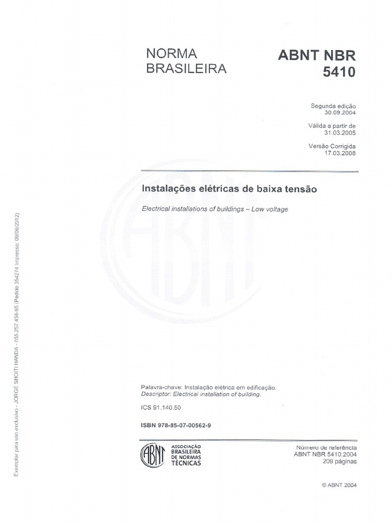 Abnt NBR 5410-2008 | PDF
