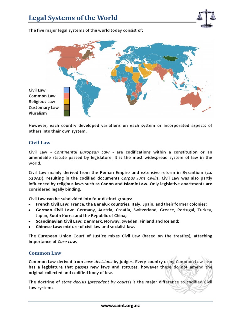 Legal Systems of The World | PDF | Civil Law (Legal System) | Sharia