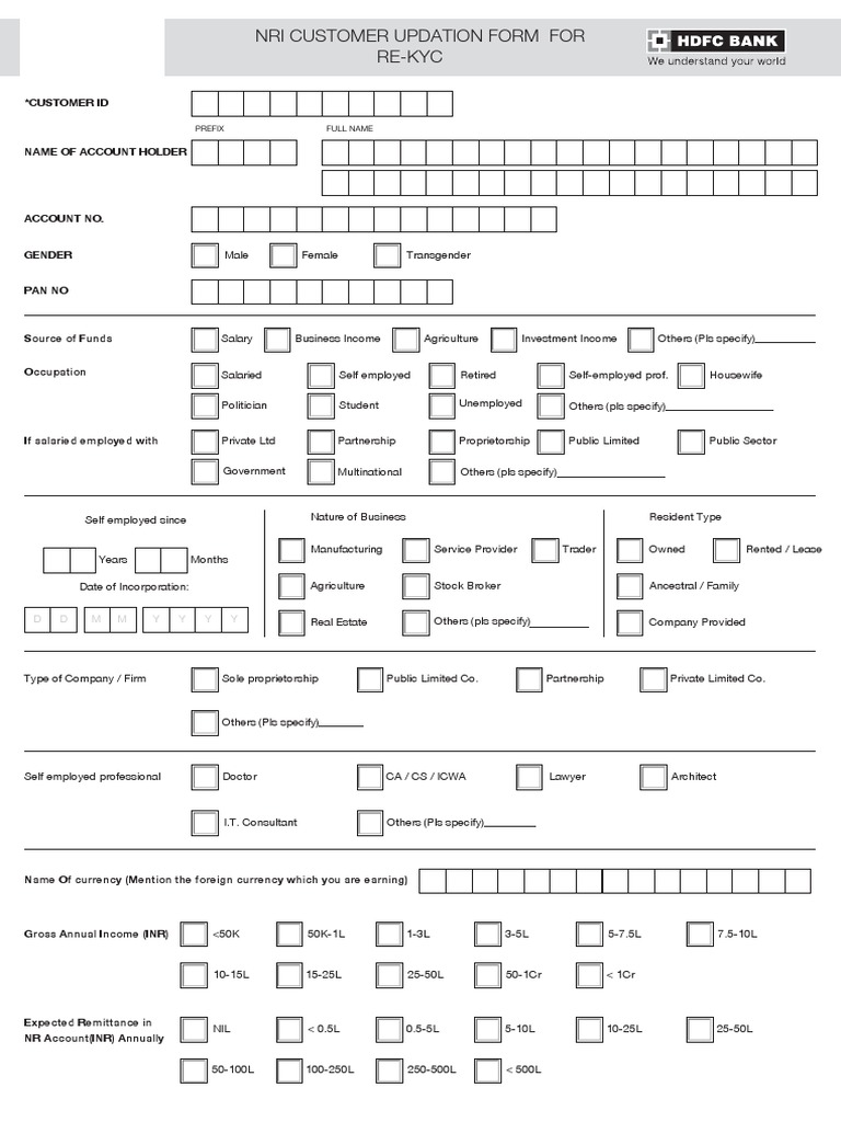 NRI Re-KYC Customer Updation Form | PDF | Identity Document | Government