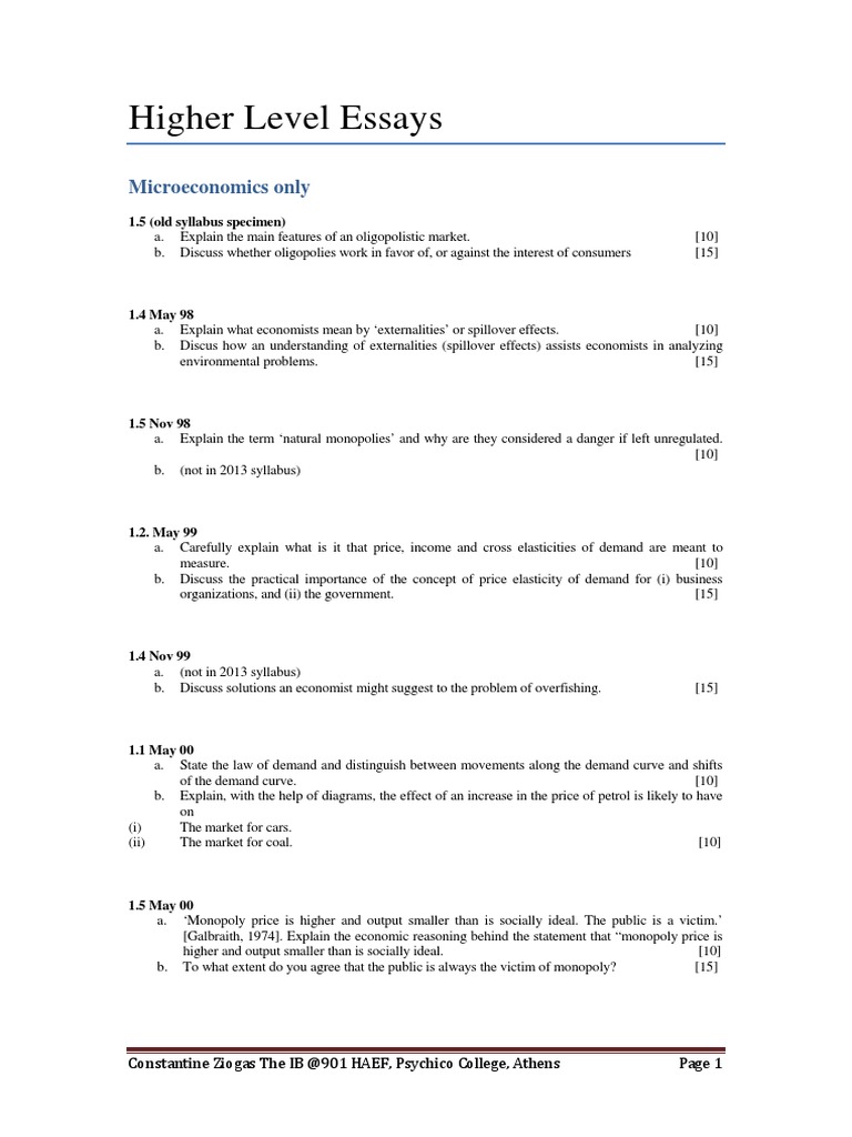 Economics Essays for IB Students | PDF | Monopoly | Inflation