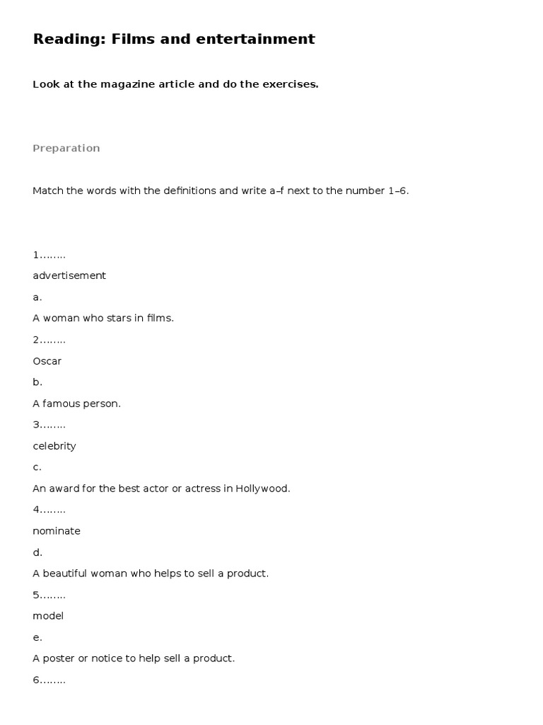 Reading Films and Entertainment | PDF | Sports & Recreation | Language ...