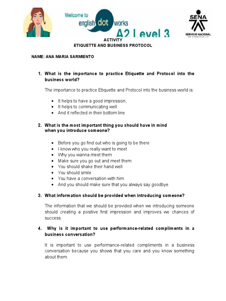 Activity Etiquette and Business Protocol | PDF | Etiquette