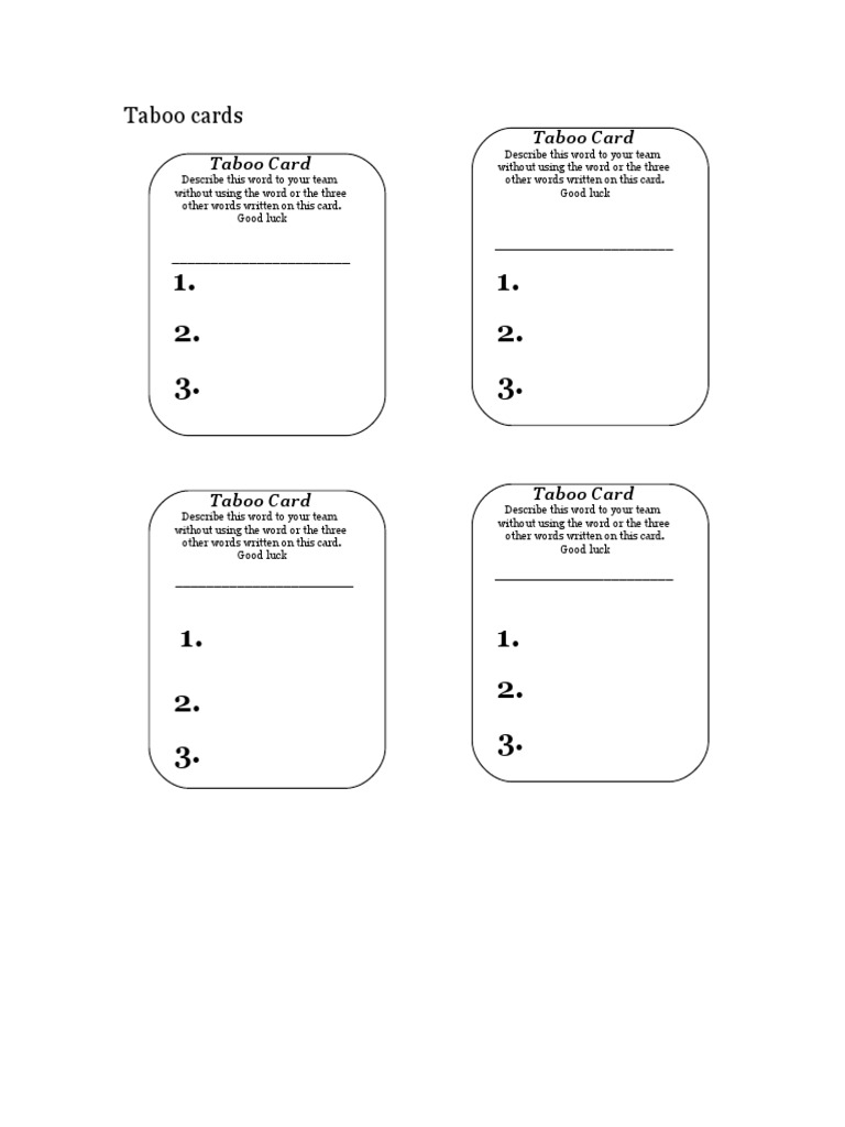 Taboo Card Template