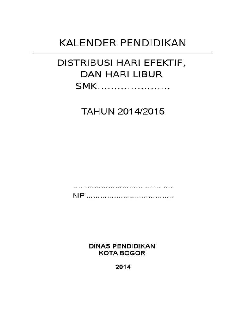 Contoh Format Kalender Pendidikan Prota Prosem Kota Bogor | PDF